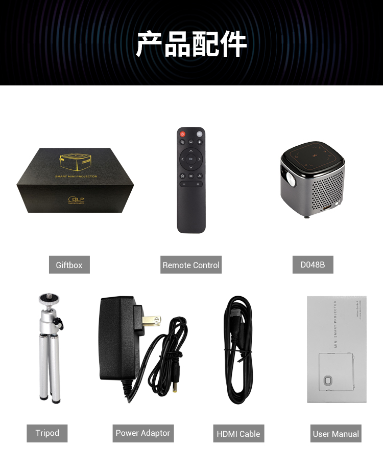 Prolab D048B DLP projector with 4k brightness and built-in speakers and ...